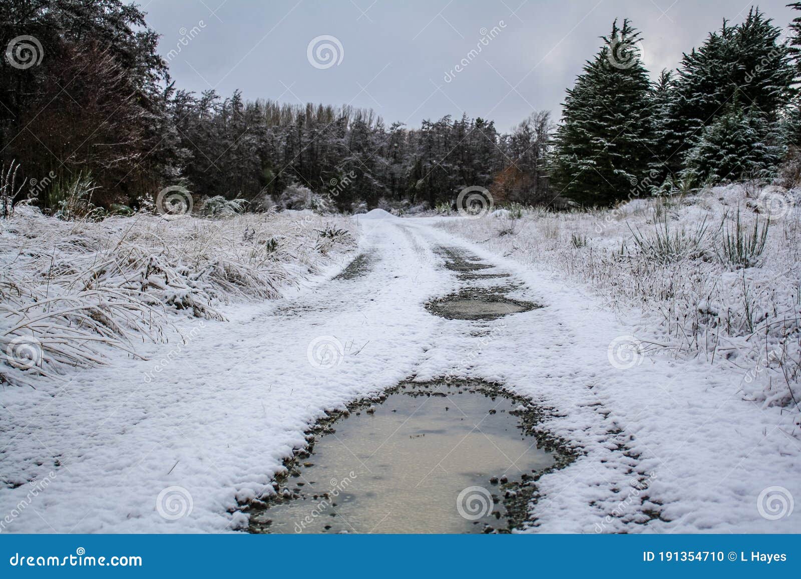 Frozen road in winter stock photo. Image of stream, freezing - 191354710