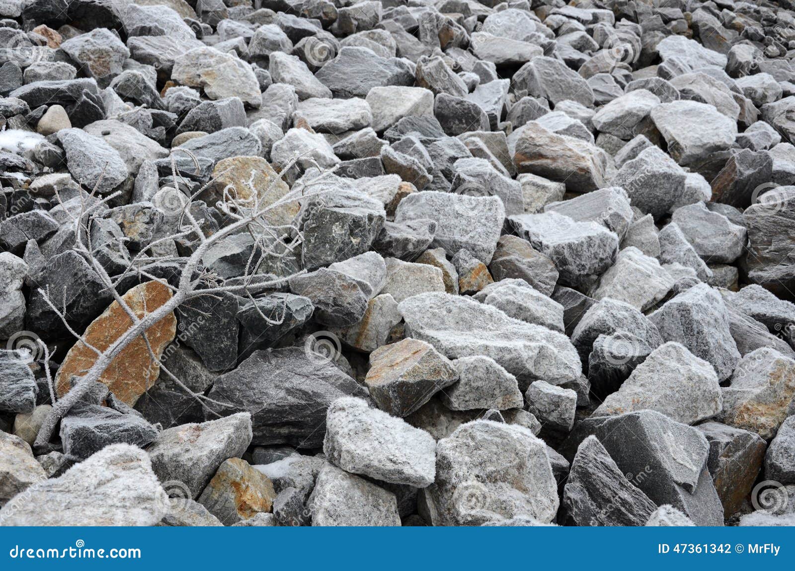Frozen Rock Background with Branch Stock Photo - Image of cold ...
