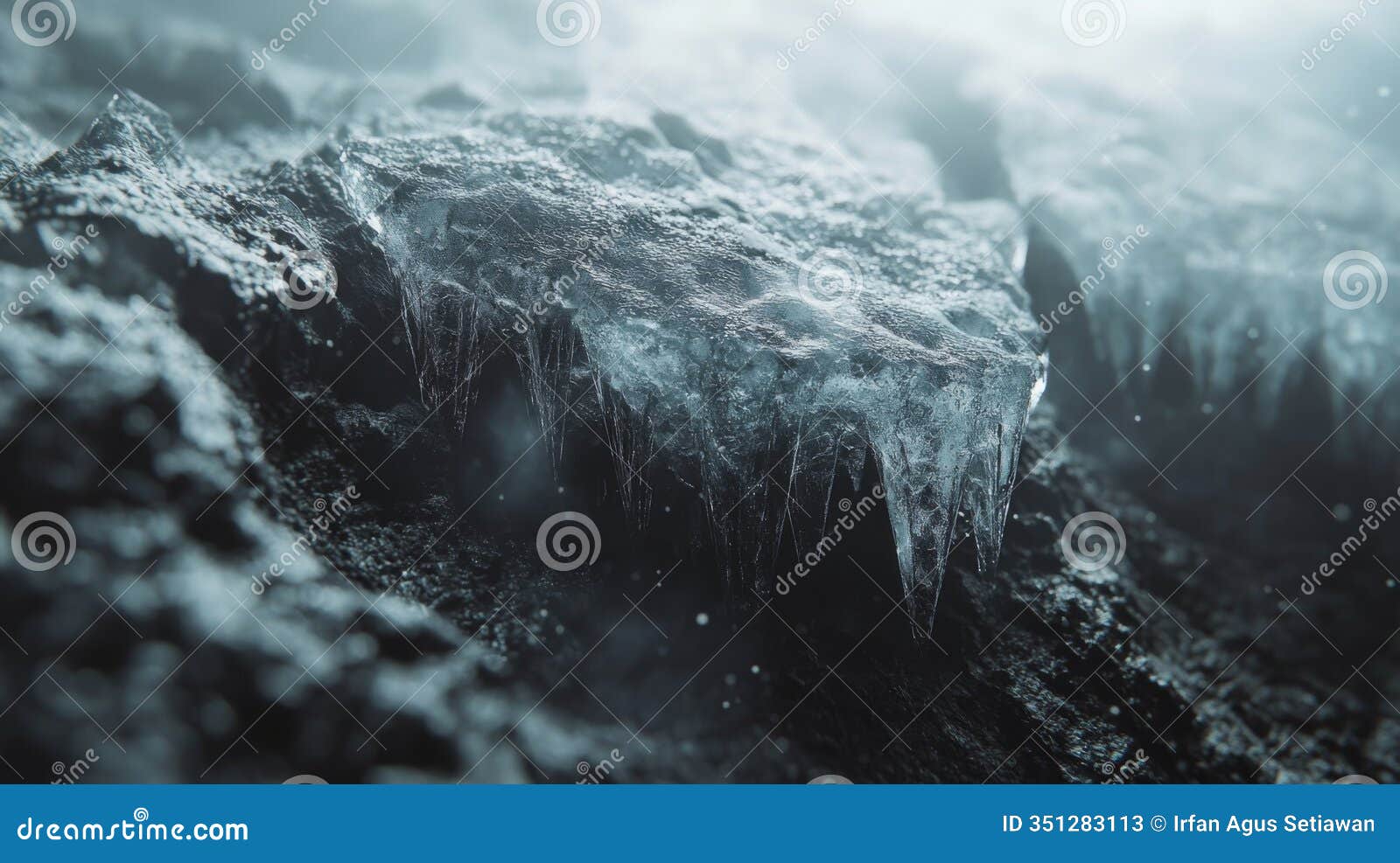 Frozen Rock Formation with Icicles Hanging Down Stock Illustration ...