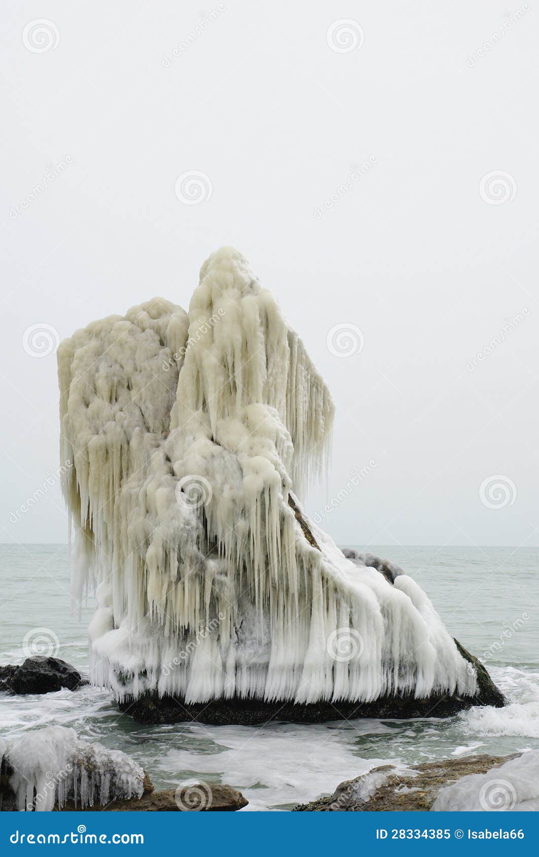 Frozen Rock On Shore Of Lake Siljan In Tallberg Near Rattvik In Dalarna ...