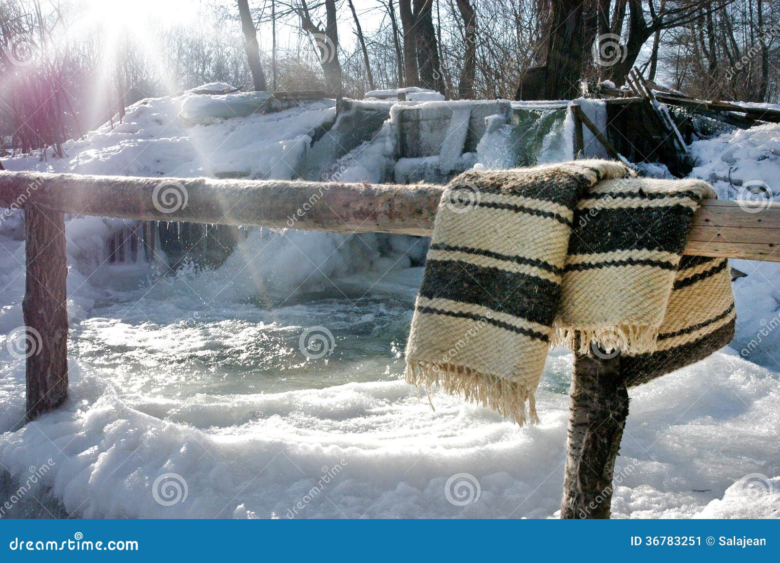 Frozen Romanian Traditional Stream Whirlpool Stock Image - Image of ...