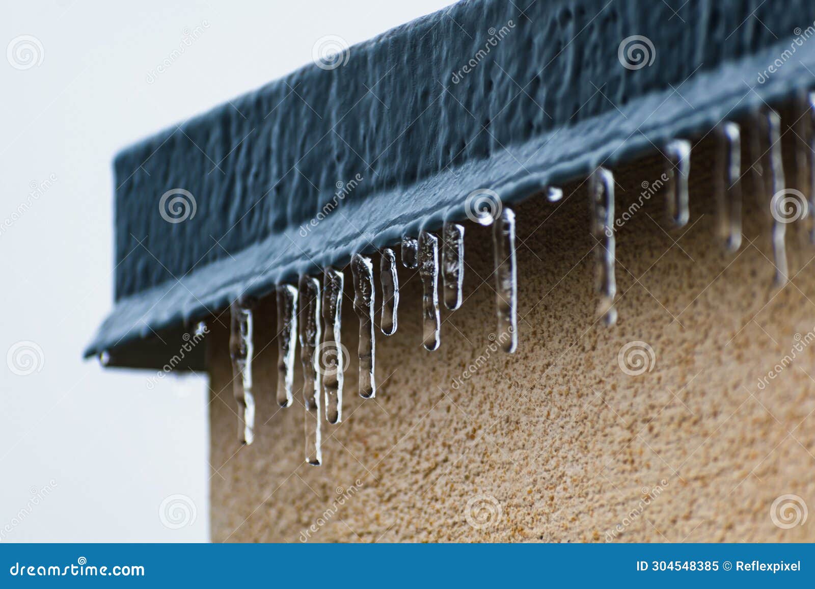Frozen Roof with Small Stalactites, Dark Zincwork and Light Plaster ...