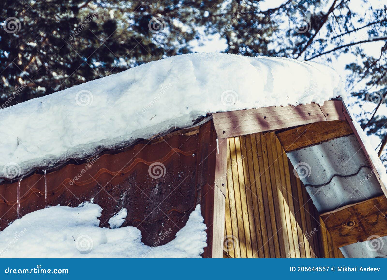 Frozen Roof Under Snow in Winter Stock Image - Image of residential ...