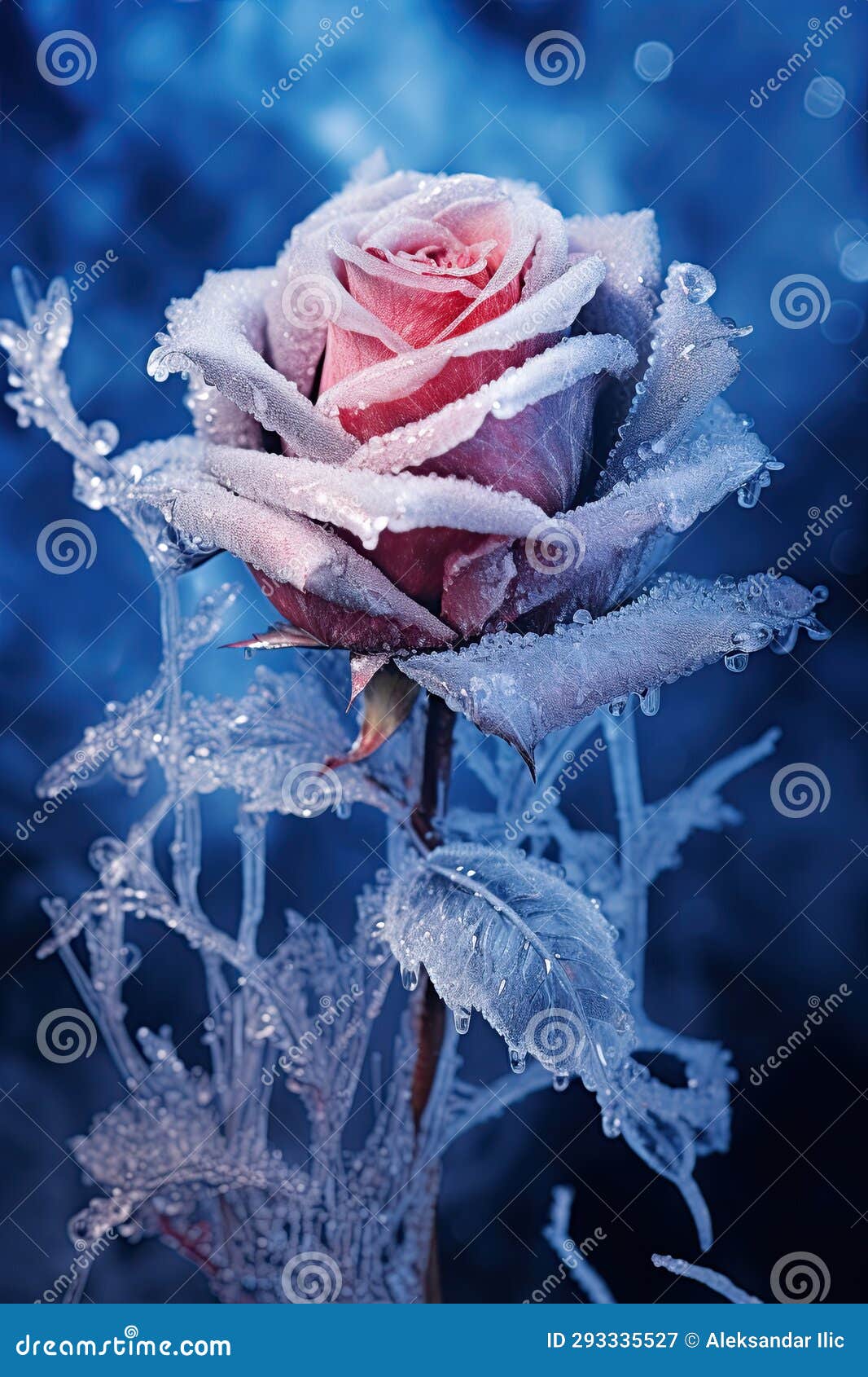 Frozen Rose Poster Design. Generative Ai Stock Illustration ...
