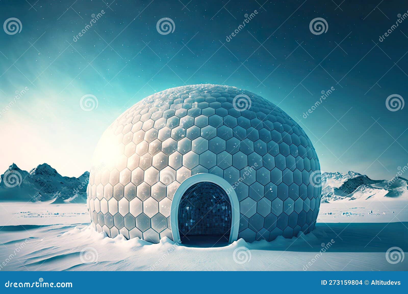 Frozen Round House Snow Igloo at North Pole Stock Photo - Image of ...