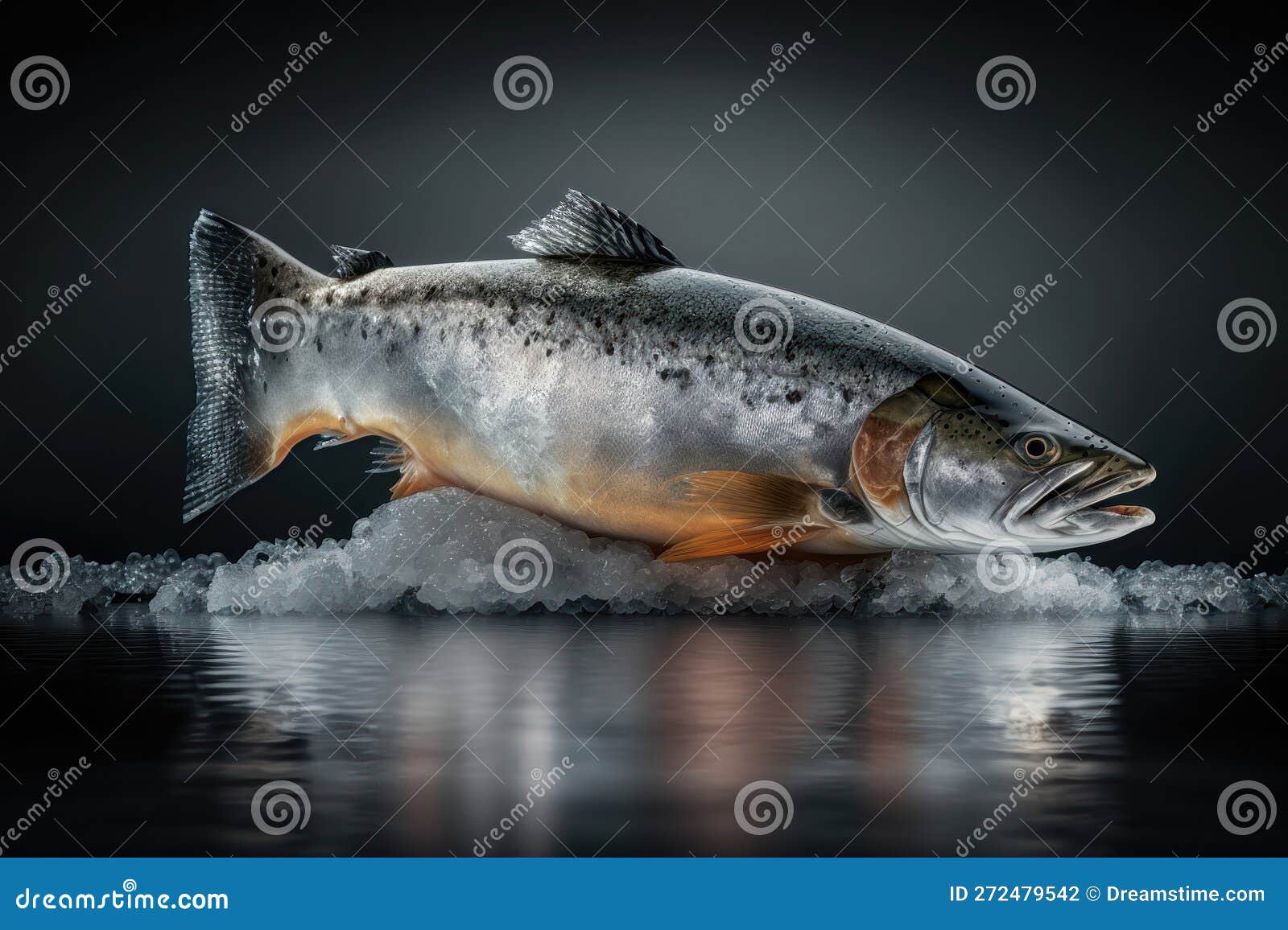 Frozen Salmon on Ice. AI Generated Stock Illustration - Illustration of ...