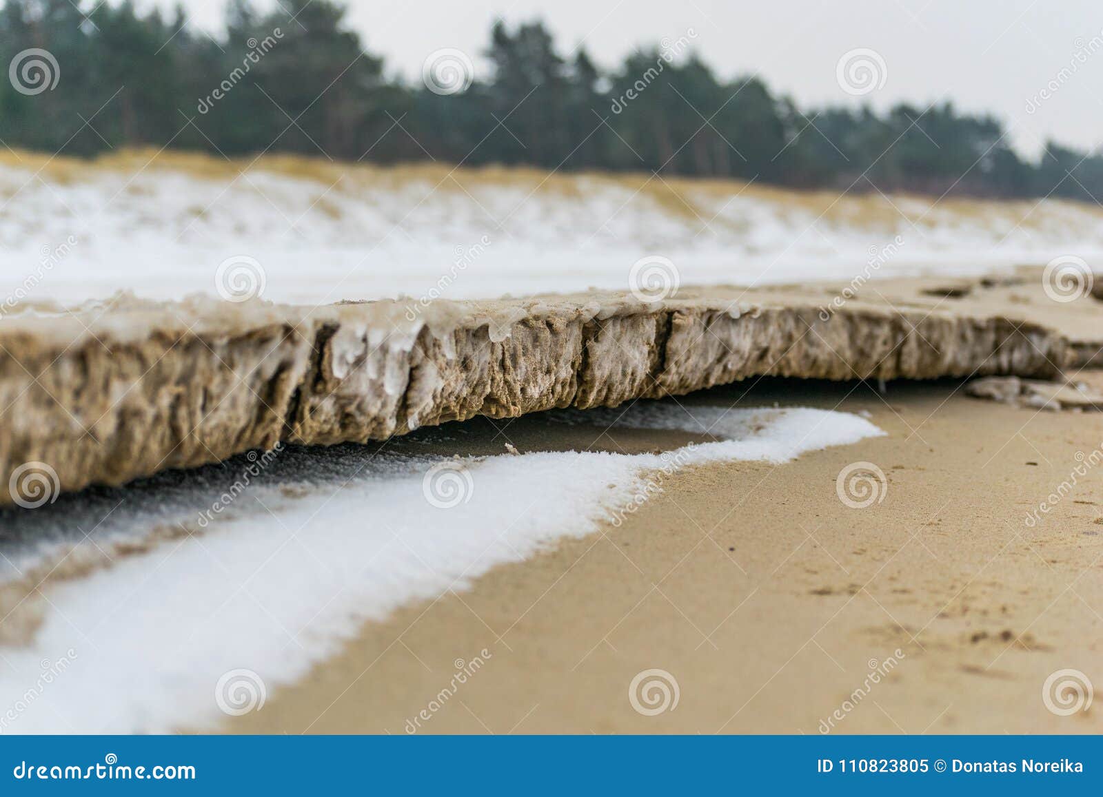 Frozen sand on beach stock image. Image of closeup, beach - 110823805