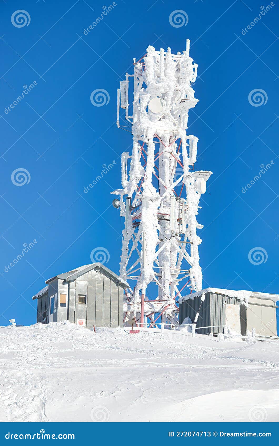 Frozen Satellite Antenna Pole on Top of Carpathian Mountains in Romania ...