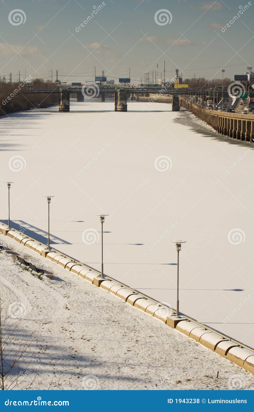 Frozen Schuylkill River stock photo. Image of penn, snowfall - 1943238