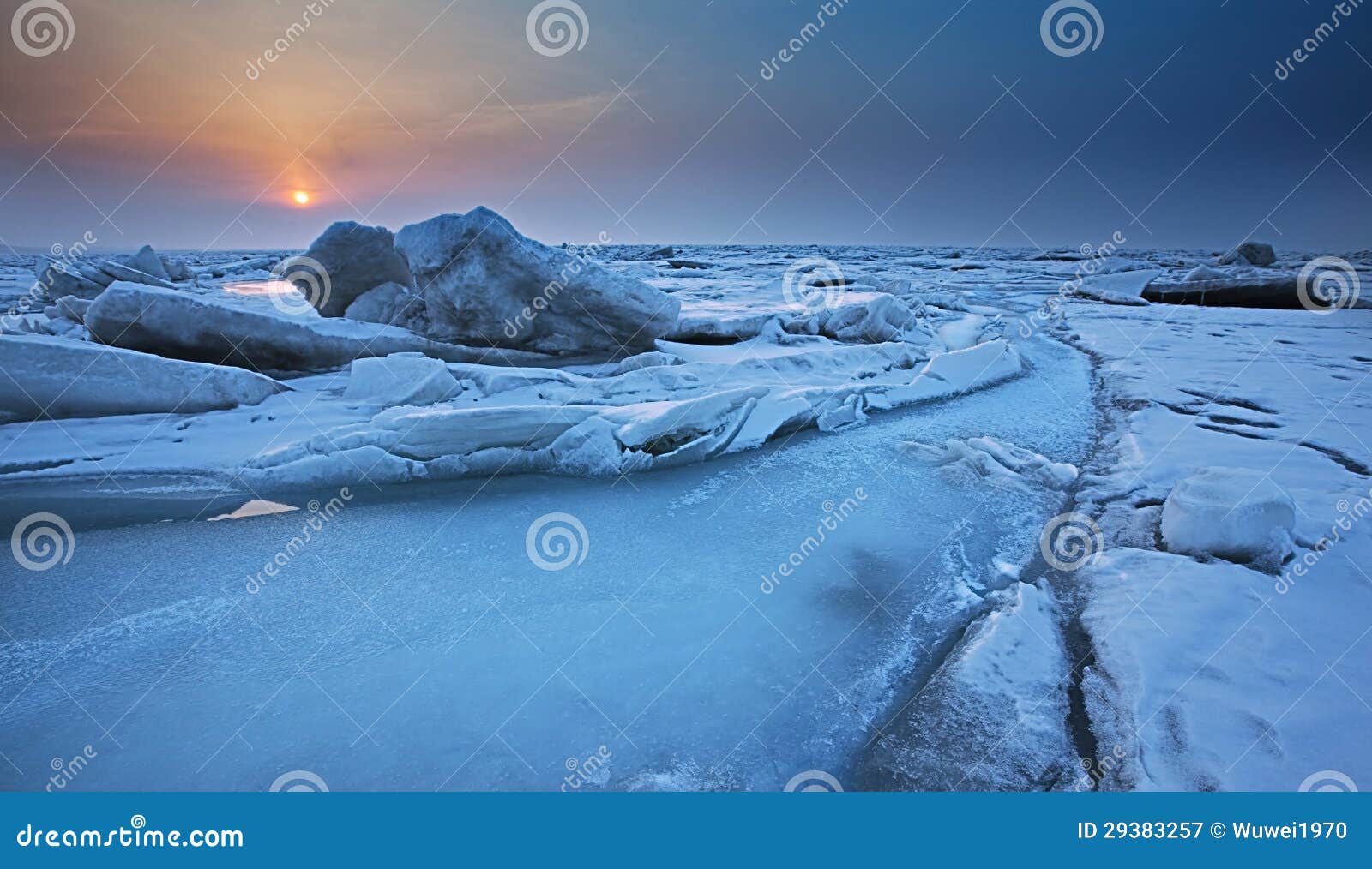 Frozen sea stock image. Image of snow, calm, water, seaside - 29383257