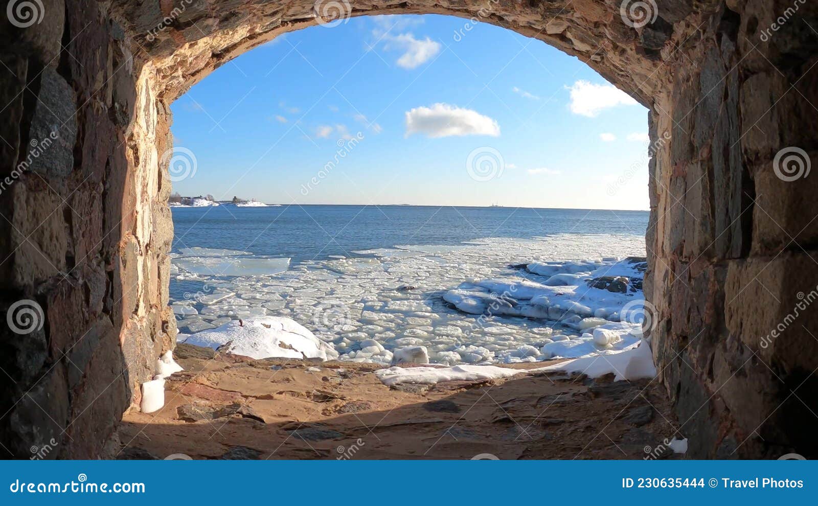 The Frozen Sea Can Be Seen through the Arch Stock Photo - Image of ...