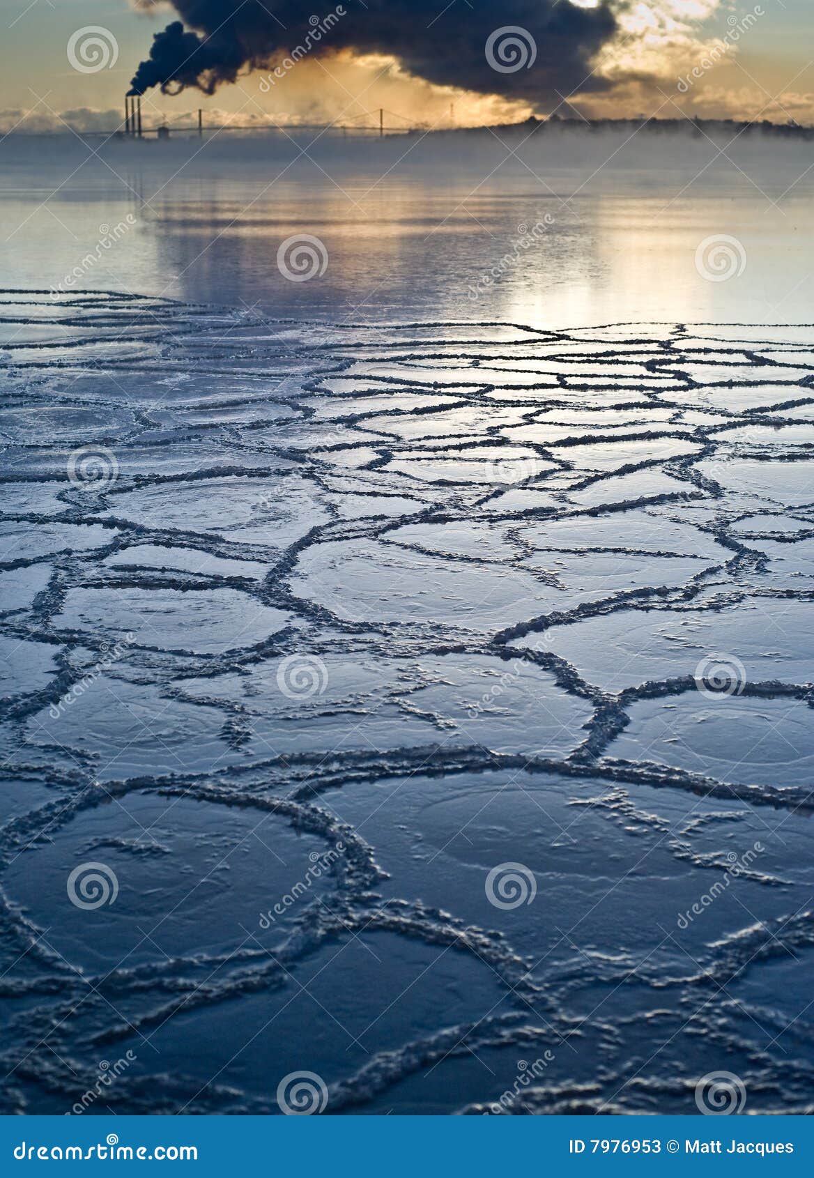 Frozen Sea Ice with Pollution in Background Stock Image - Image of ...