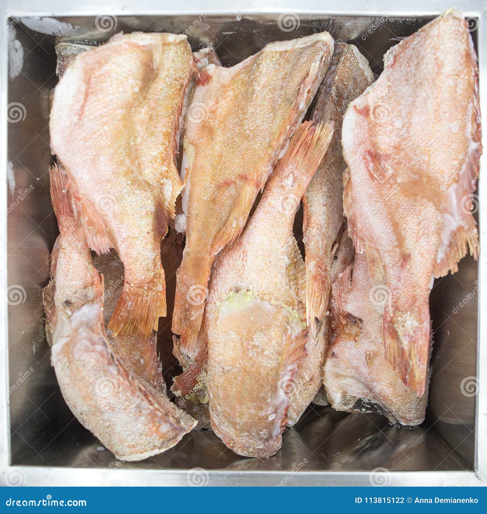 Frozen Seafood in Ice at Supermarket: Fish Stock Photo - Image of ...