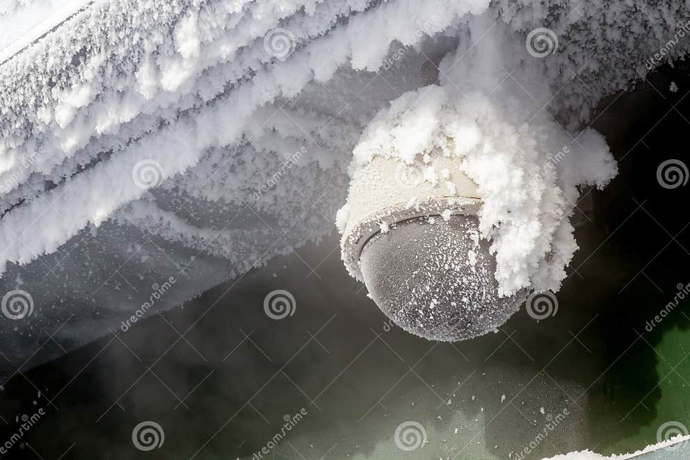 Frozen Security Camera with Snow Stock Photo - Image of covered ...