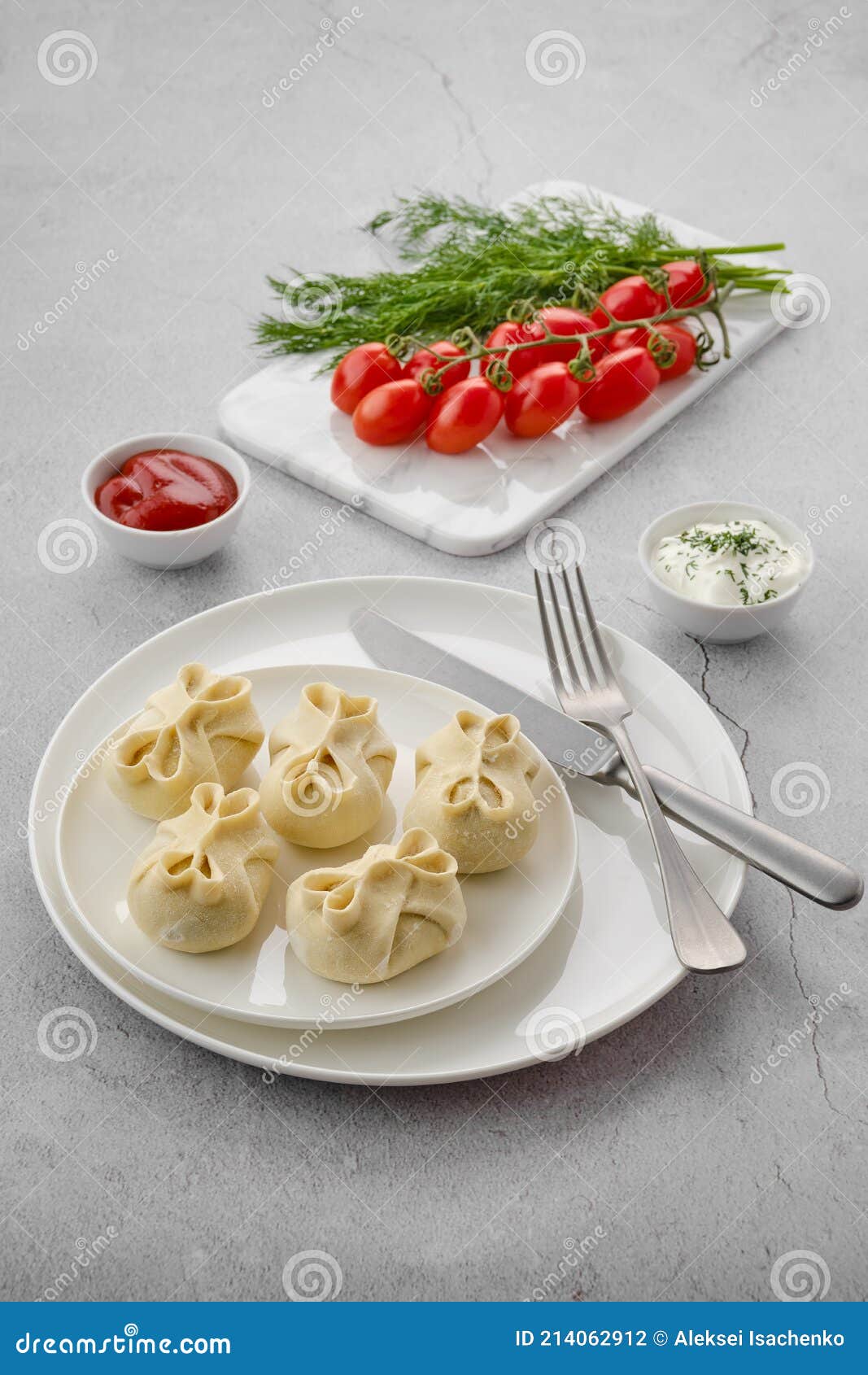 Frozen Semifinished Manti Stuffed with Meat Stock Photo - Image of dish ...