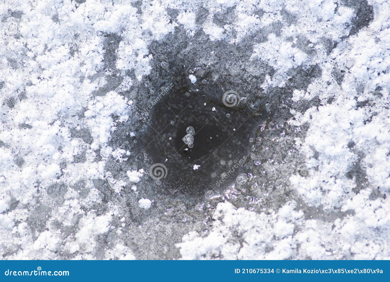 Frozen Sheet of Water, Ice and Air Bubbles in the Lake Ice Stock Photo ...