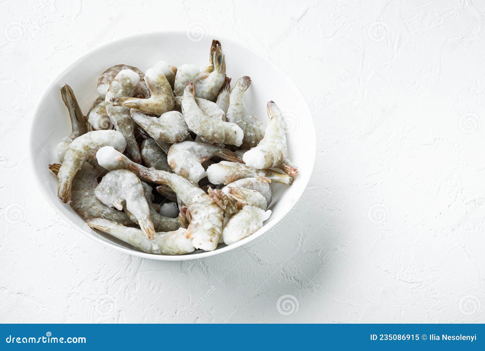 Frozen Shell on Tiger Prawns or Asian Tiger Shrimps, on White Stone ...
