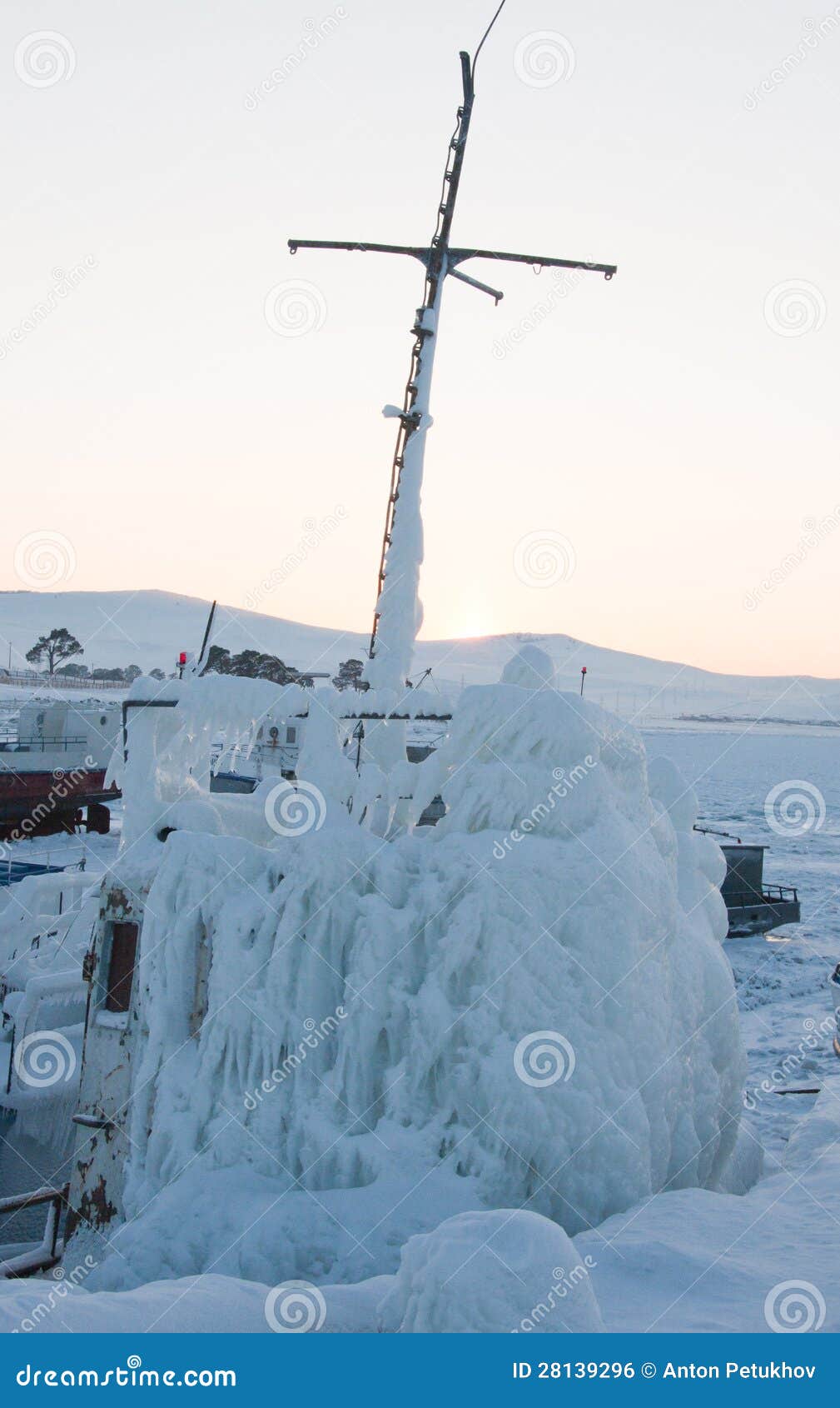Frozen ship stock photo. Image of harbour, asian, light - 28139296