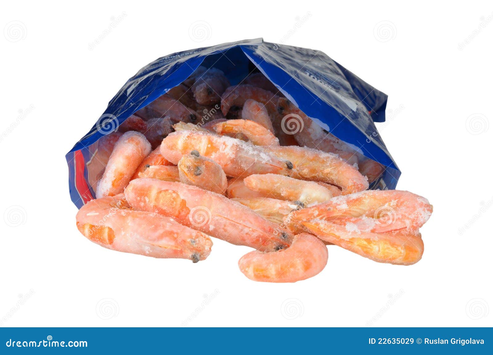 Frozen shrimp in package stock image. Image of nutrition - 22635029