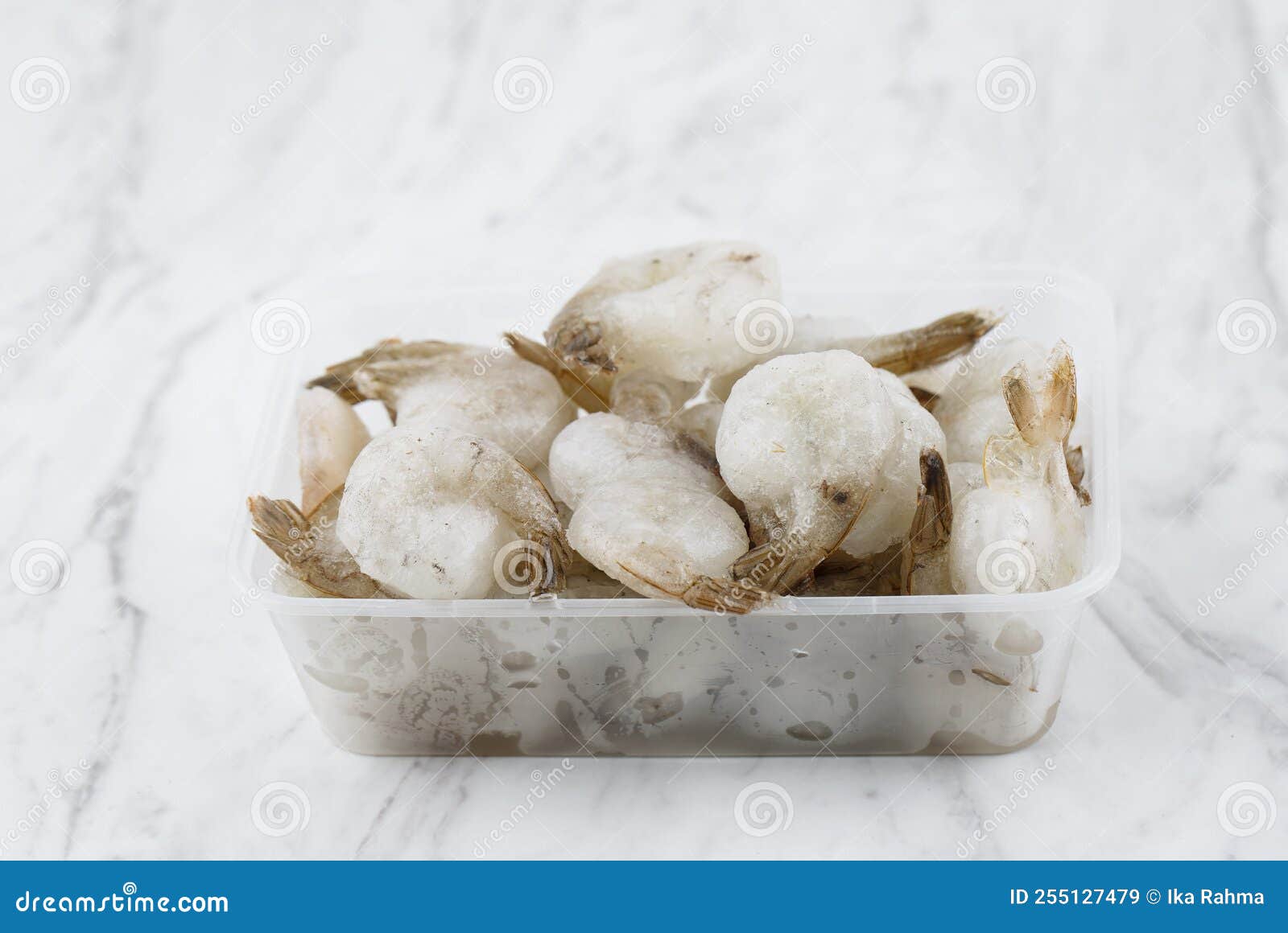 Frozen Shrimp on Plastic Container, Ready To Sell. Supermarket ...