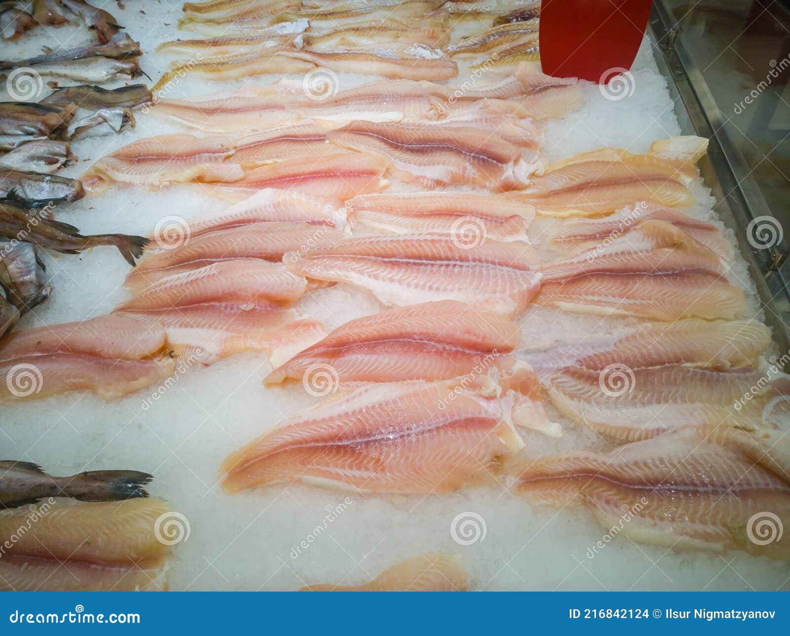 Frozen Slices of Fish Fillets among Ice in a Hypermarket Stock Photo ...