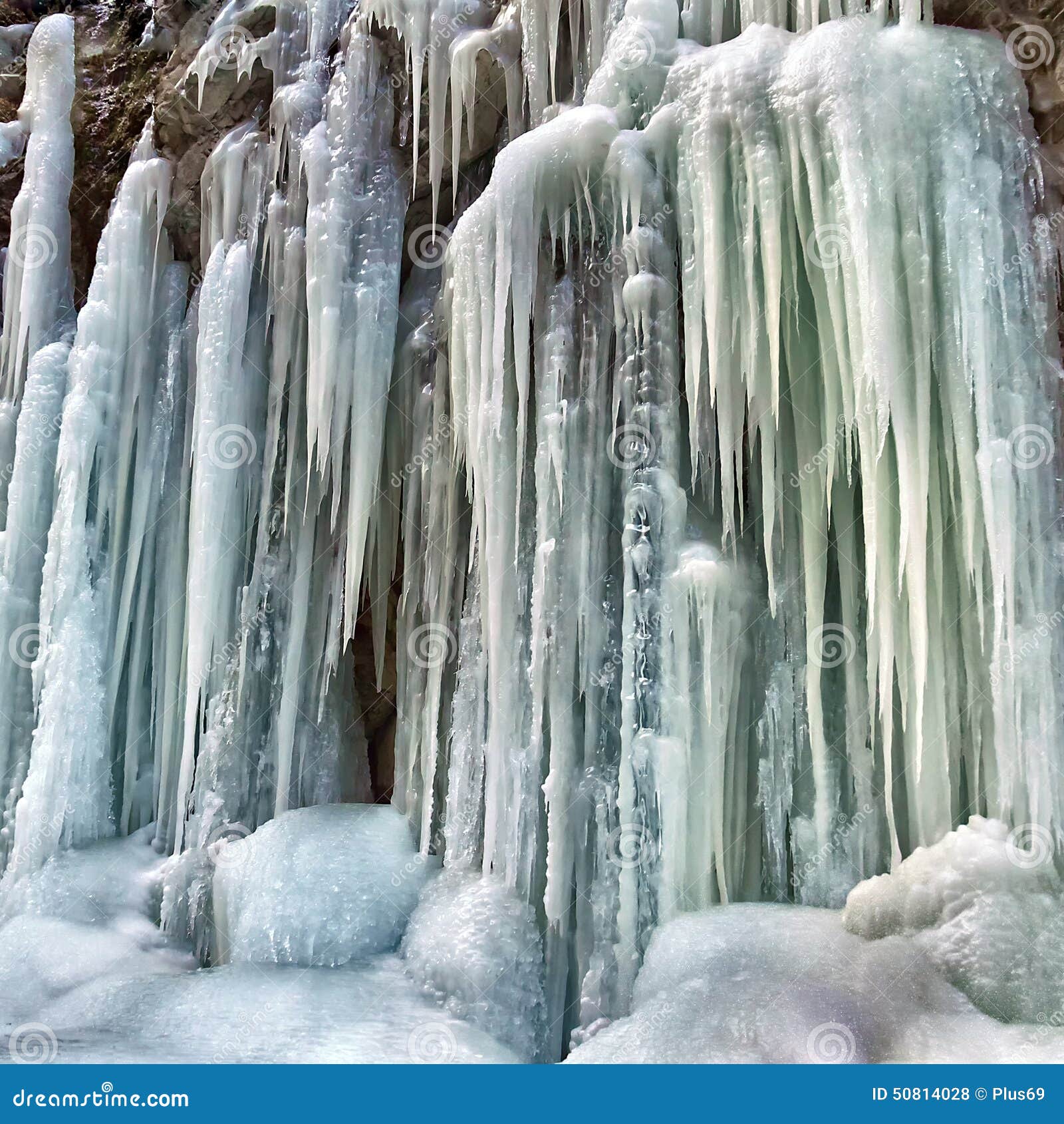 Frozen Small Mountain Waterfall Close Up Stock Photo - Image of cold ...
