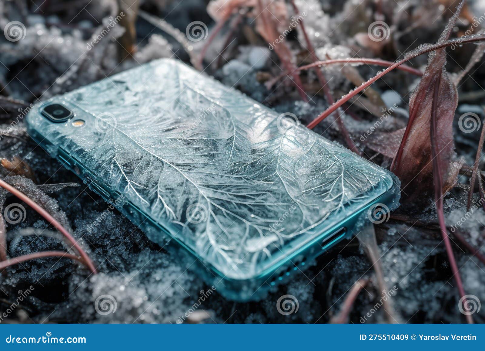 Frozen Smartphone Covered in Frost. Generative AI Stock Illustration ...
