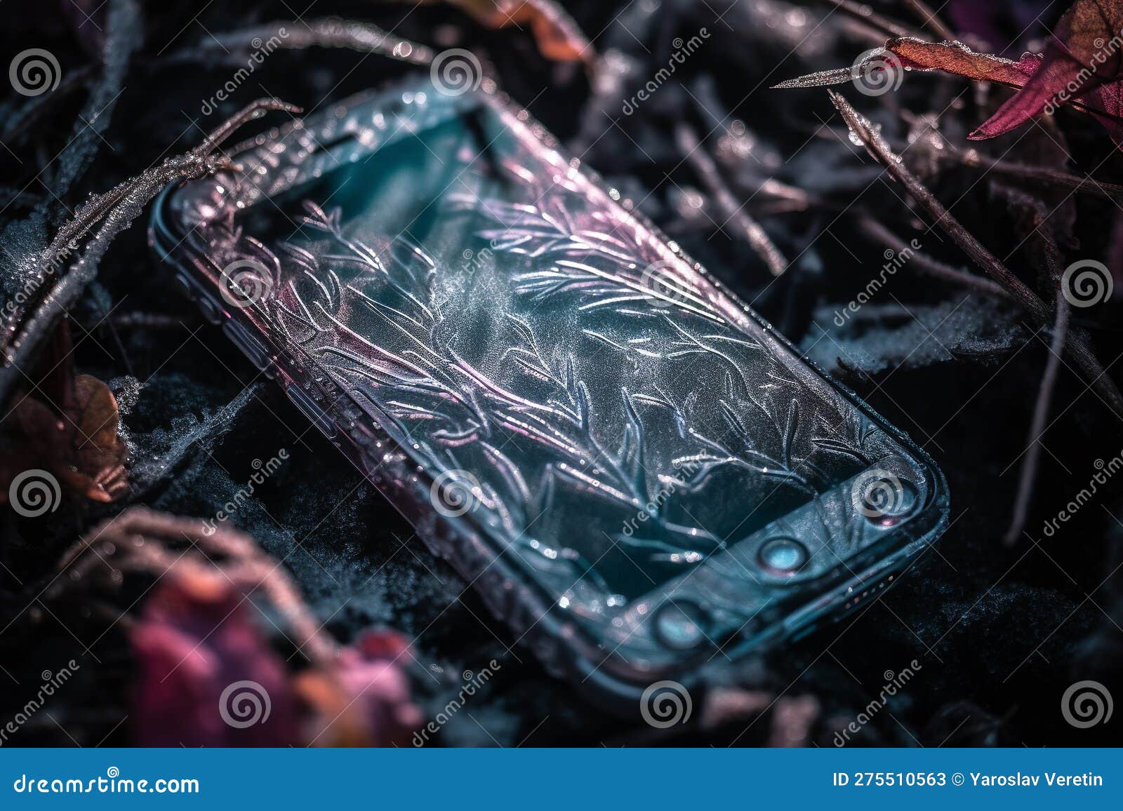 Frozen Smartphone Covered in Frost. Generative AI Stock Illustration ...