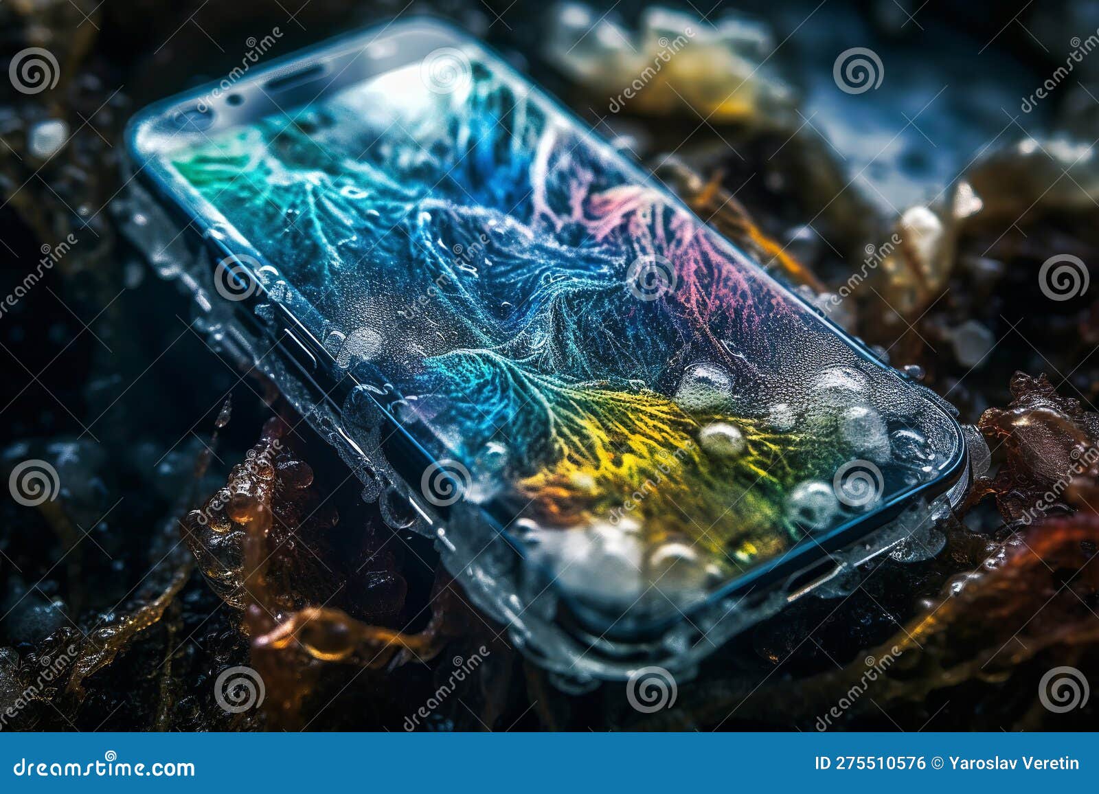 Frozen Smartphone Covered in Frost. Generative AI Stock Illustration ...