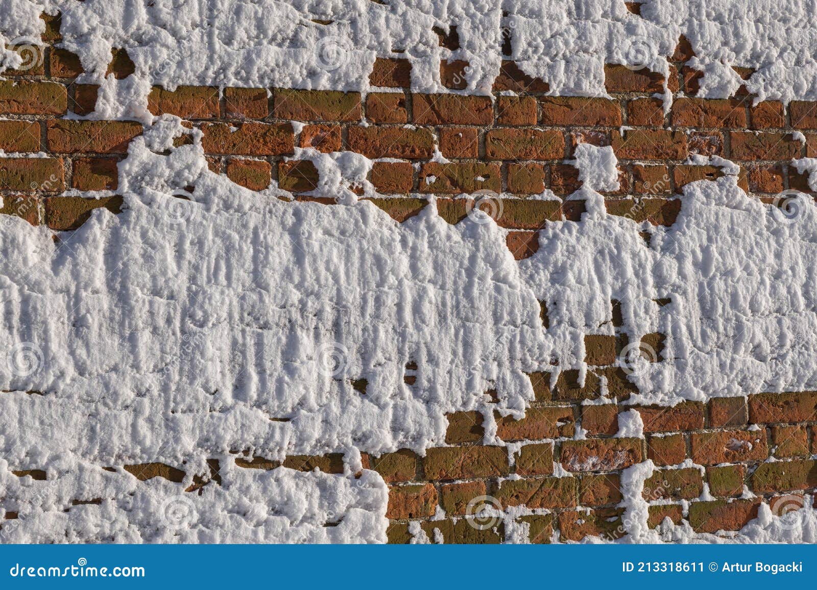 Frozen Snow Covered Brick Wall Stock Image - Image of stick, frost ...