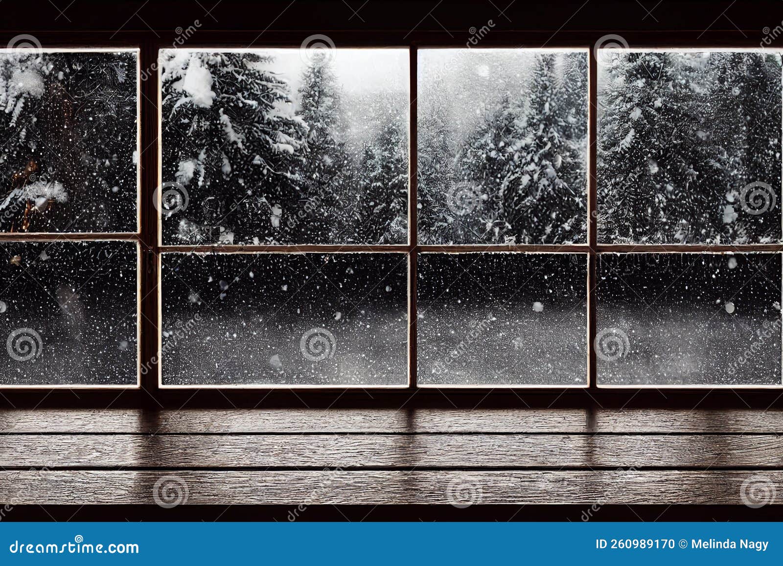 Frozen Snowy Winter Scene through Window Stock Photo - Image of frozen ...