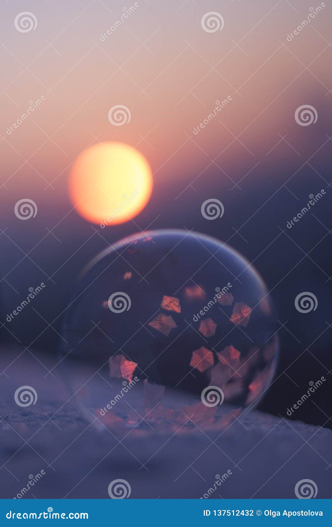 Frozen Soap Bubble in Sunshine Stock Photo - Image of moon, blue: 137512432
