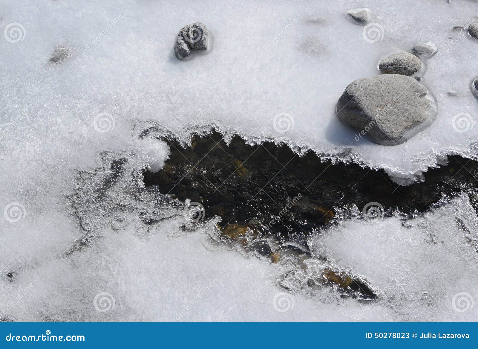 Frozen Stone in the River Feb 11, 2015 Stock Image - Image of stream ...
