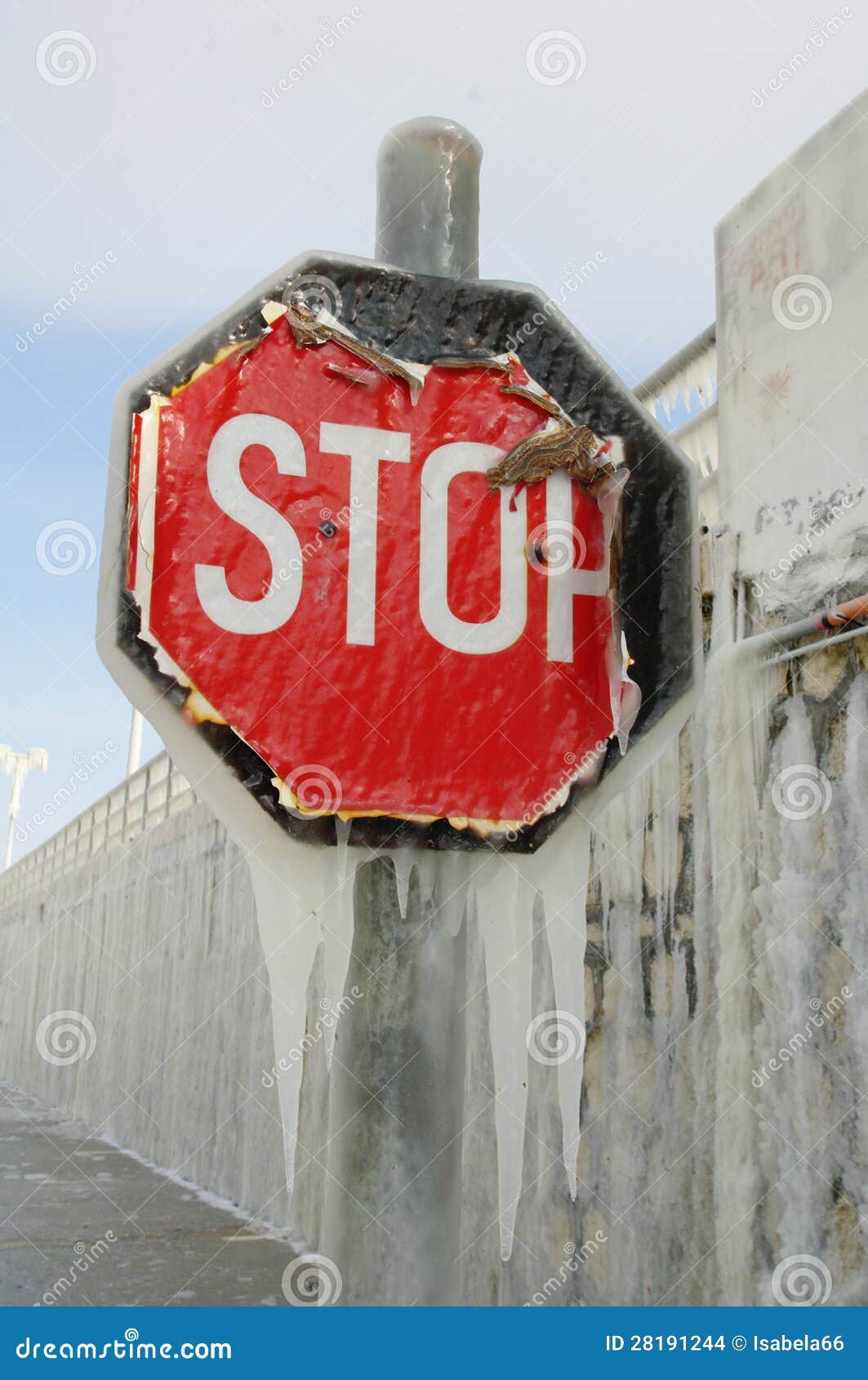 Frozen stop sign stock photo. Image of white, sign, wall - 28191244