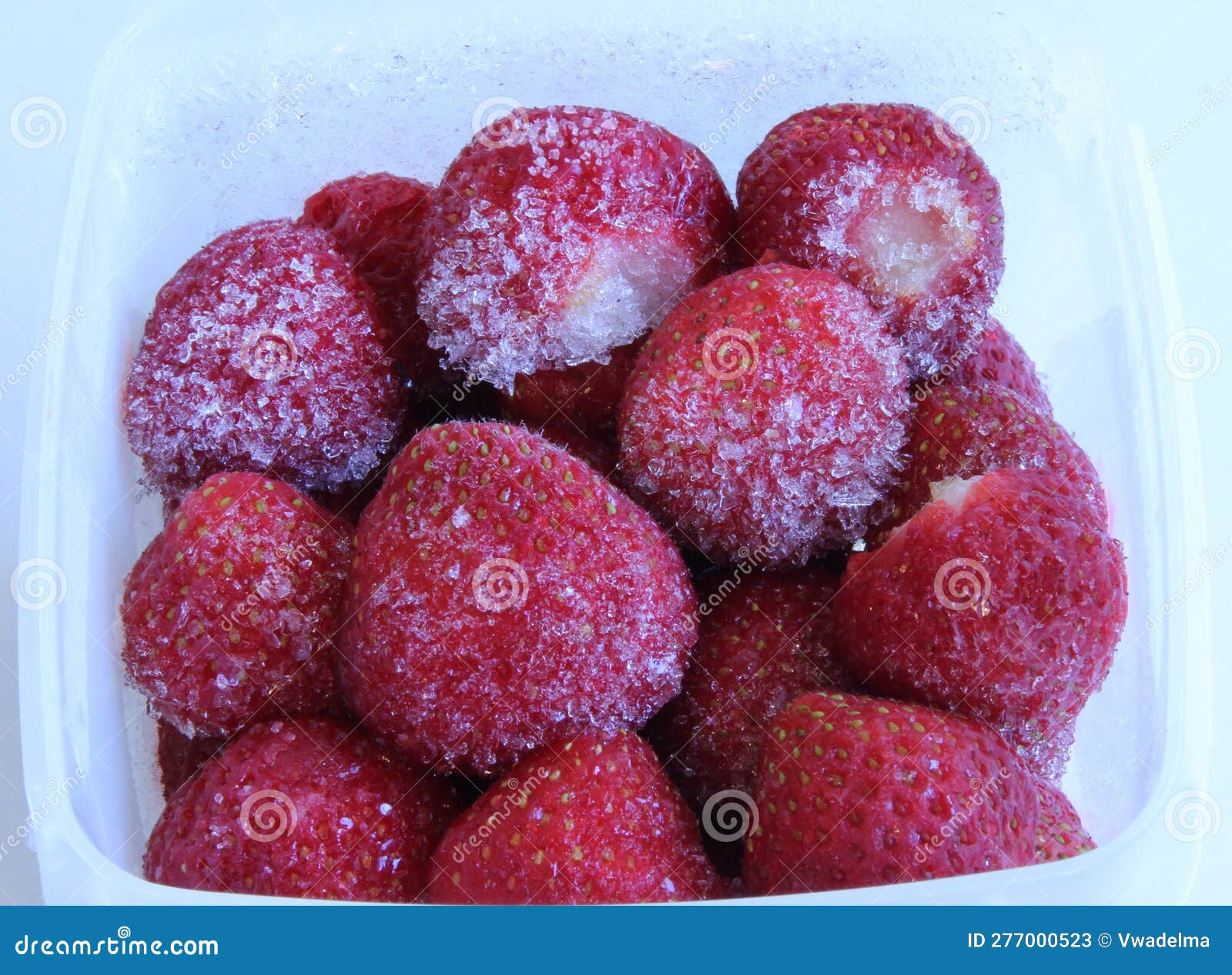 Frozen Strawberries in a Freezer Storage Container Stock Image - Image ...