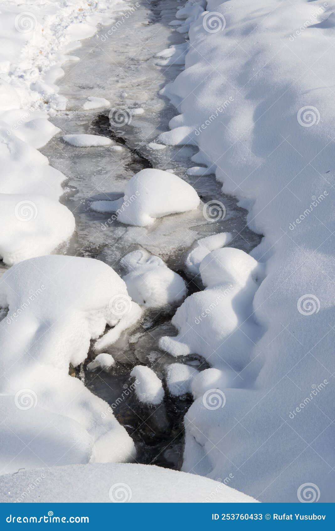 Frozen Stream High in the Mountains of Azerbaijan. Stock Image - Image ...