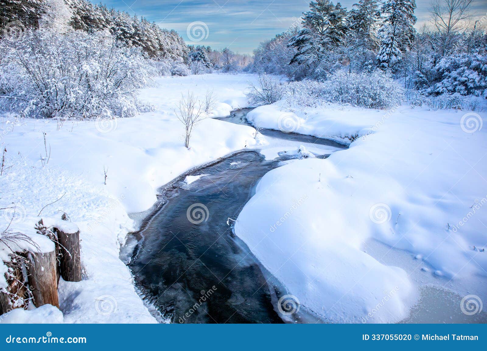 Frozen Stream Running through a Wisconsin Forest Stock Photo - Image of ...