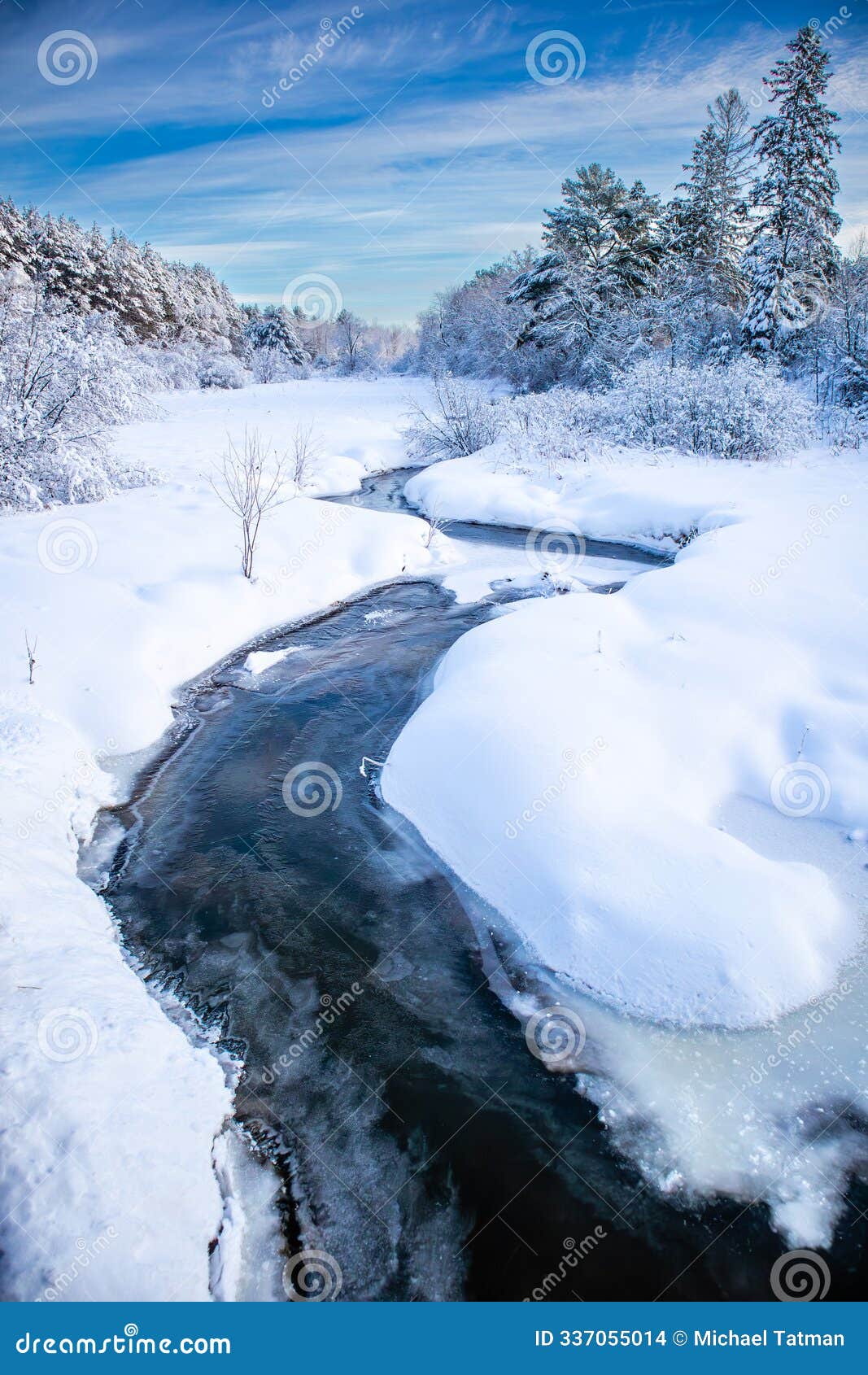Frozen Stream Running through a Wisconsin Forest Stock Photo - Image of beautiful, woodland ...