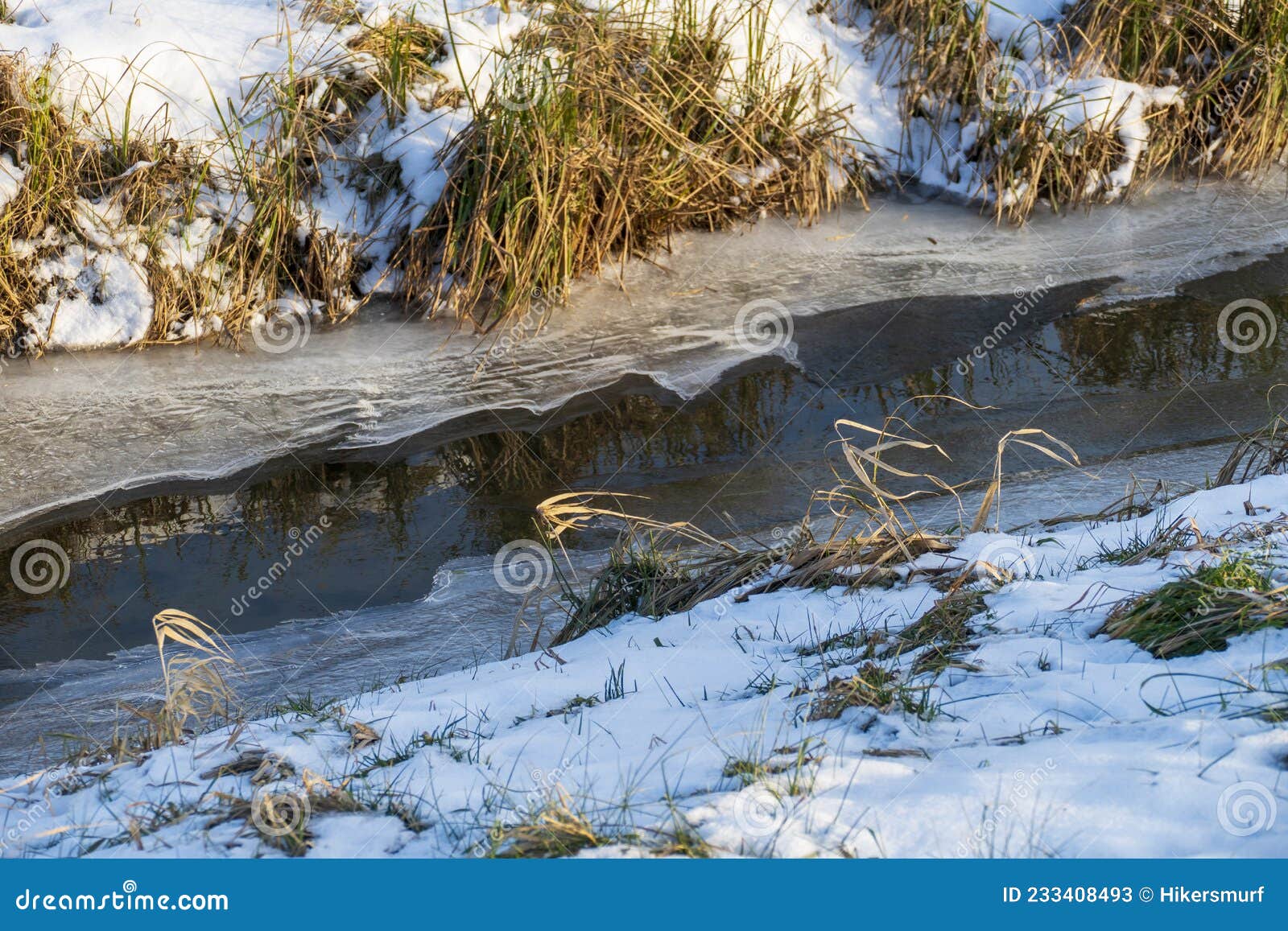 Frozen Stream with a Thin Layer of Ice Stock Image - Image of layer ...