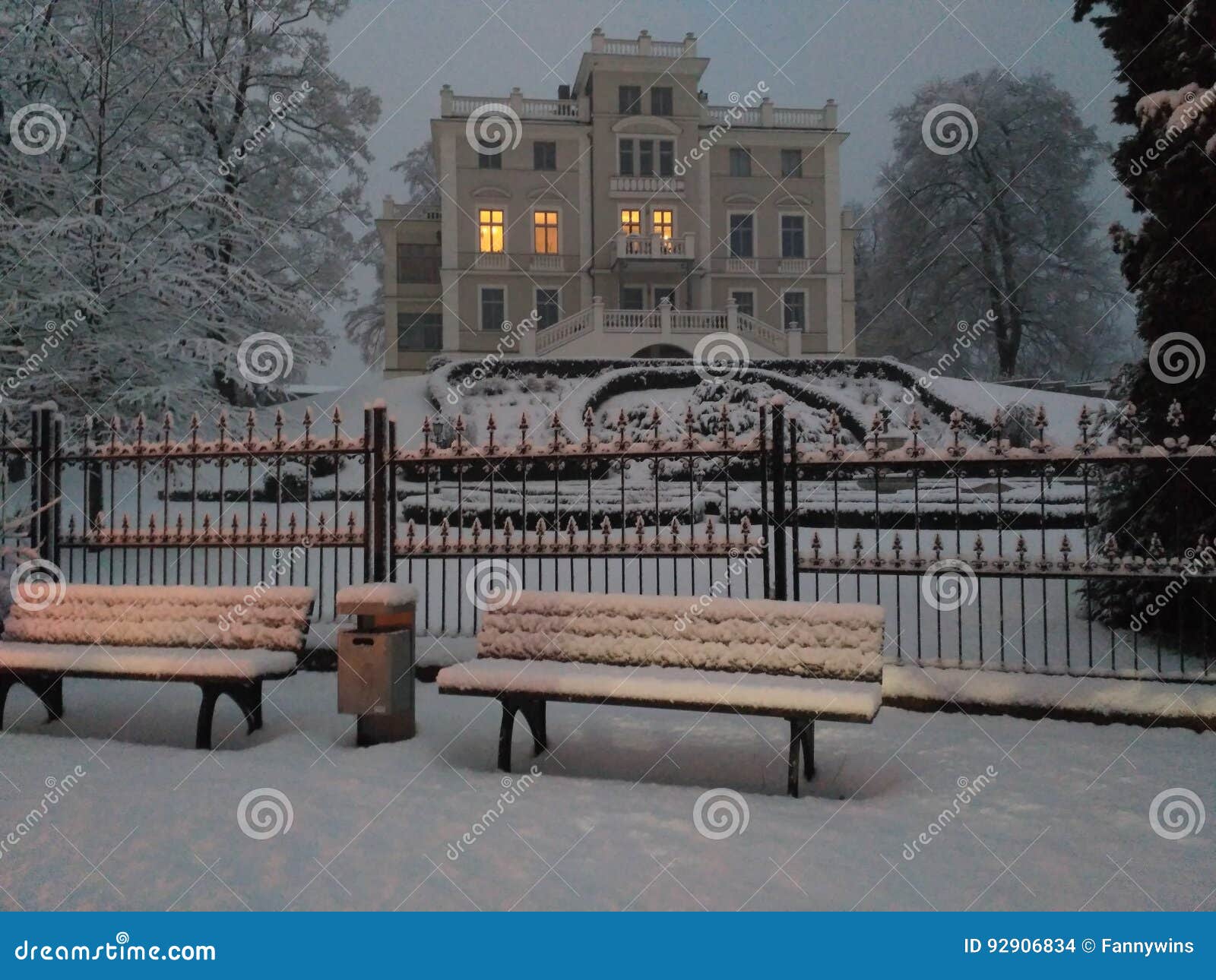 Frozen street stock photo. Image of banks, trees, winter - 92906834
