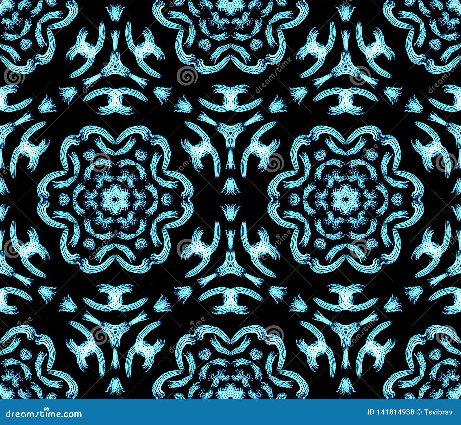 Frozen Stylized Flowers - Hand Drawn Pattern. Stock Illustration ...