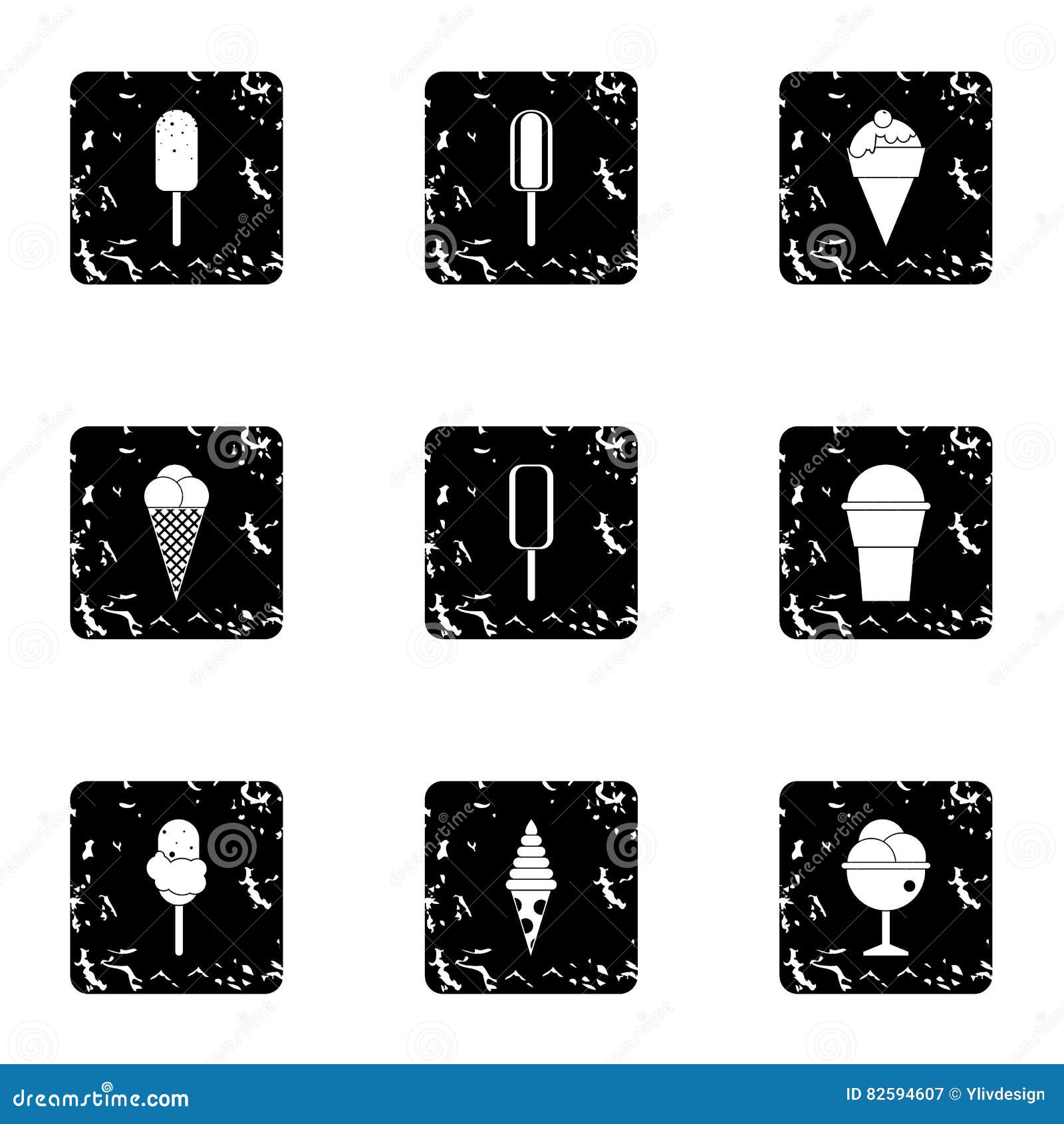 Frozen Sweets Icons Set, Grunge Style Stock Vector - Illustration of ...