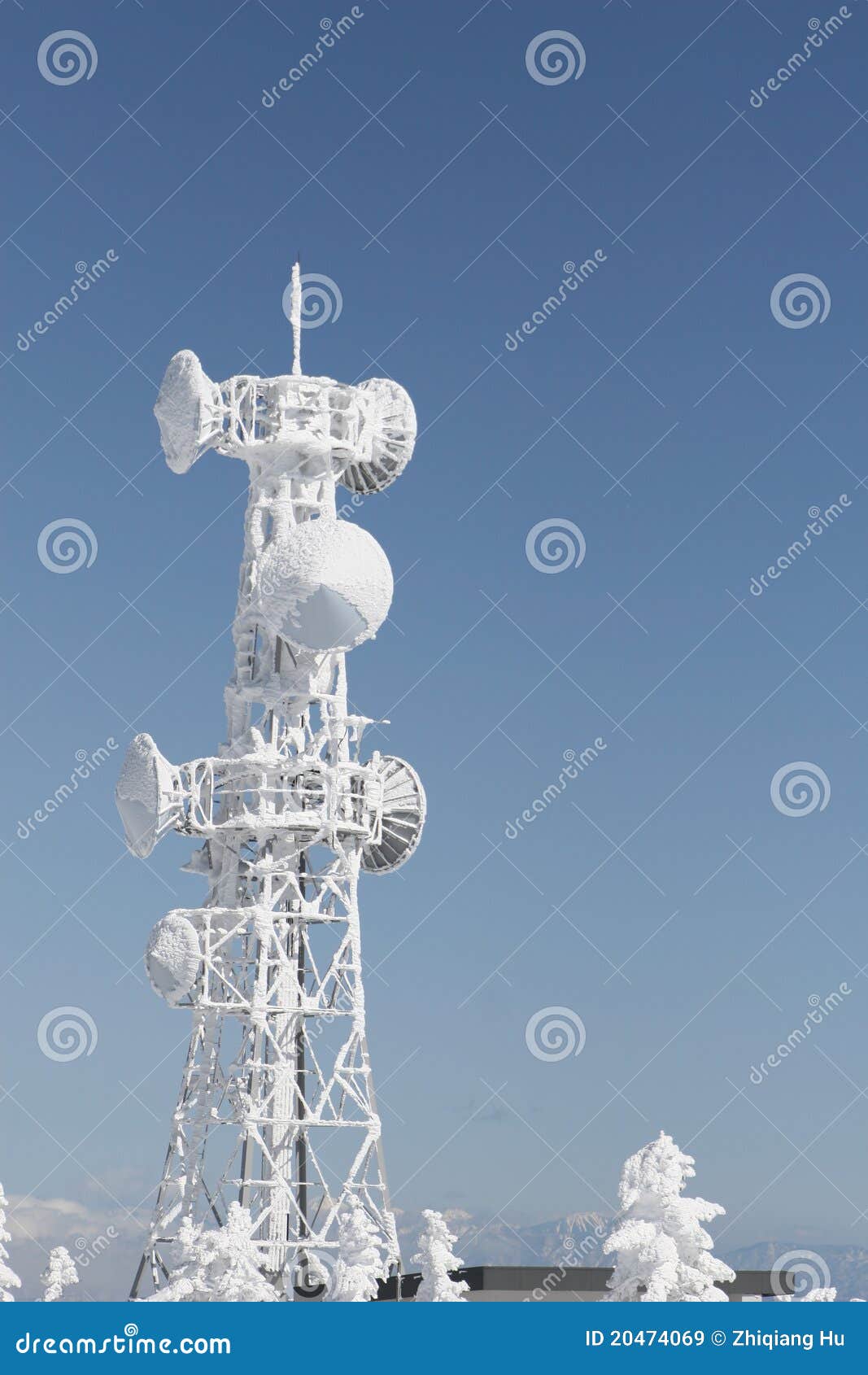 Frozen Telecommunication Tower Stock Image - Image of global, antenna ...