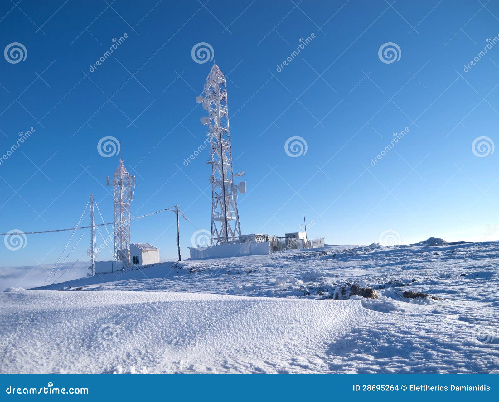 Frozen Telecommunications Antenna Stock Photo - Image of equipment ...