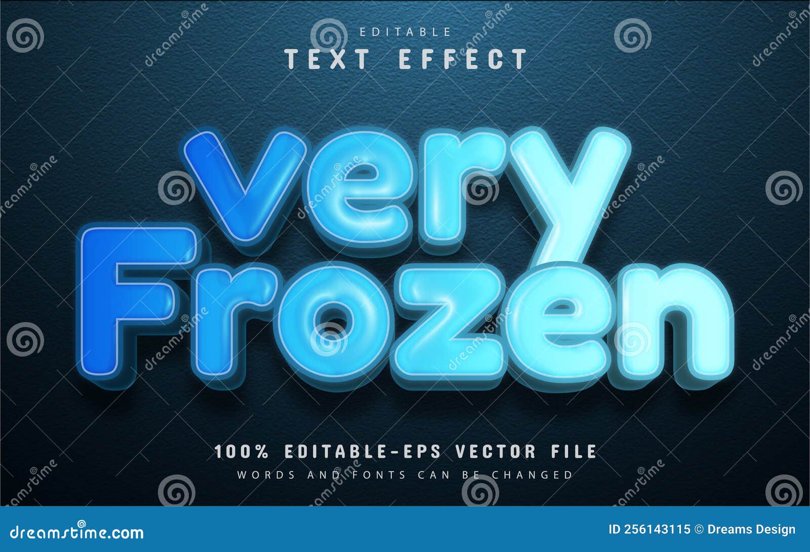 Frozen text effect stock vector. Illustration of white - 256143115