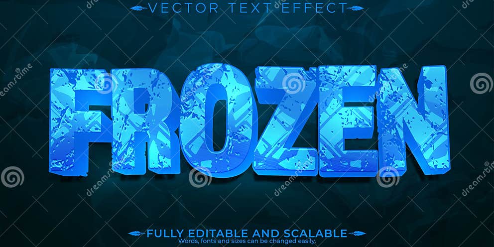 Frozen Text Effect, Editable Cold and Snowtext Style Stock Vector ...