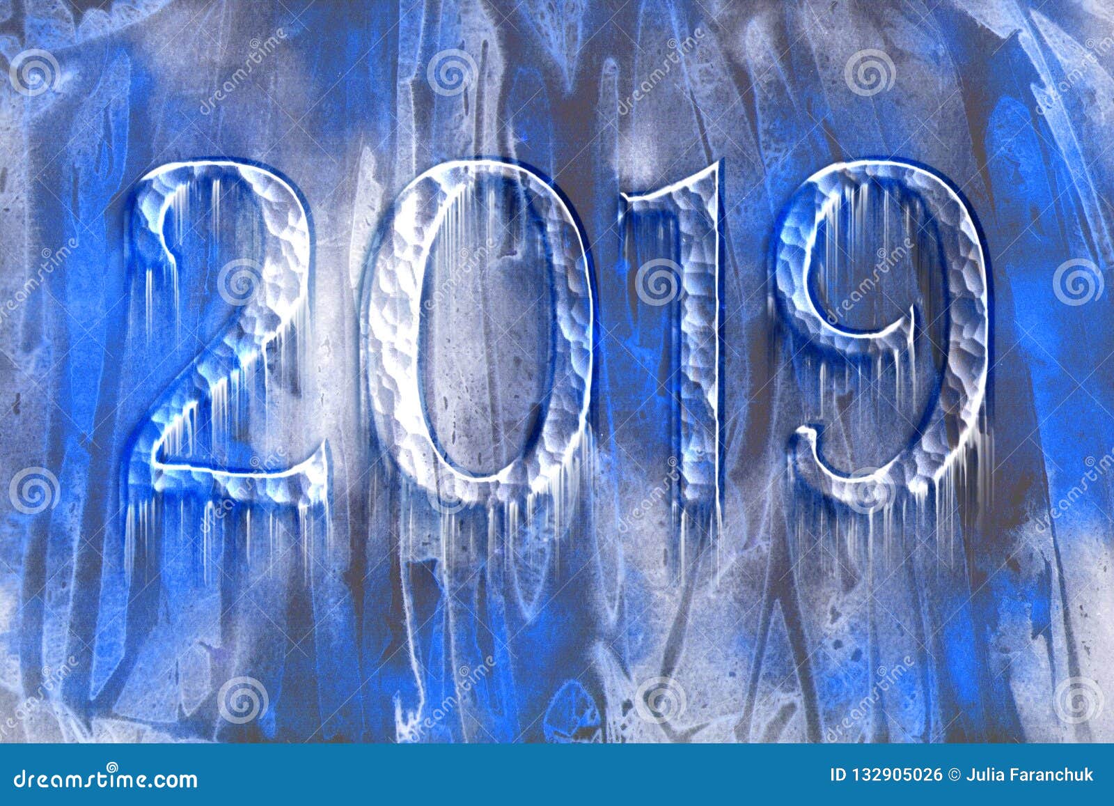 2019 Frozen Text with Icicles with Frosty Patterns Stock Illustration ...