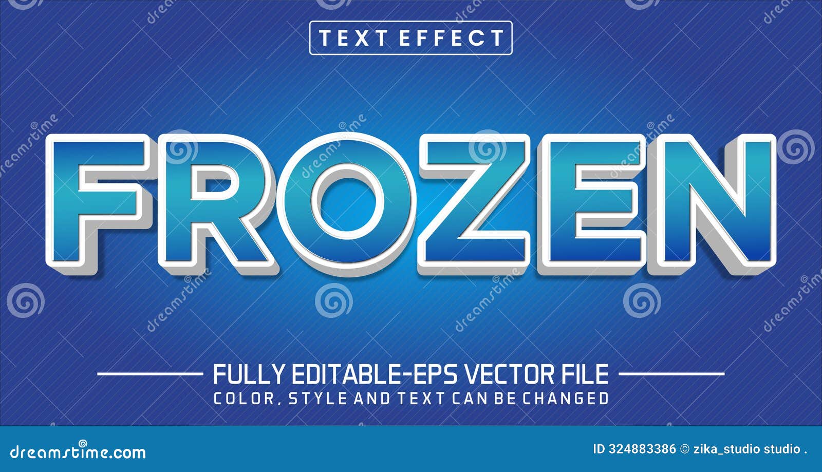 Frozen Text Style Effect Gradient Color 3d Concept Stock Illustration ...