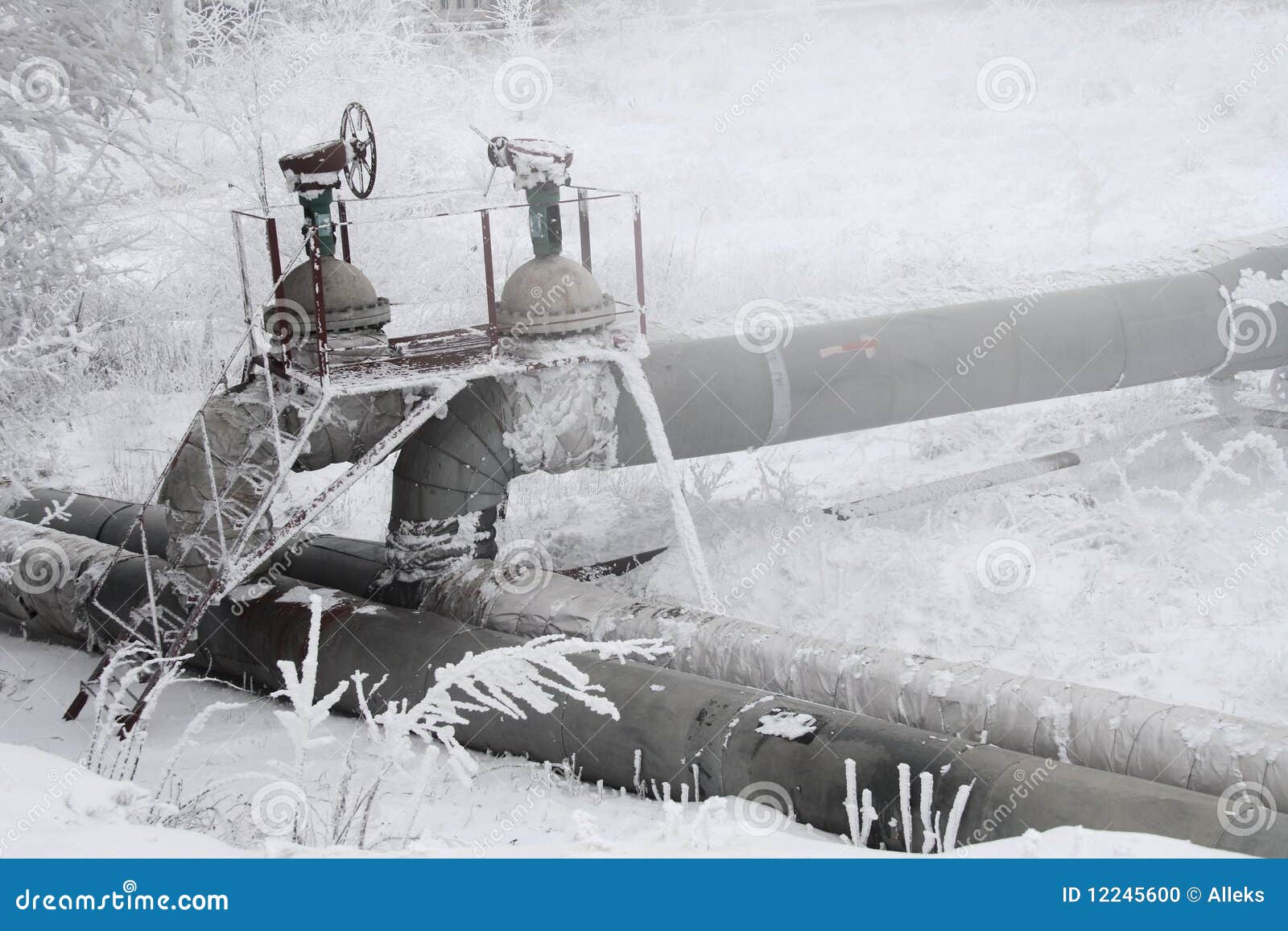 Frozen Thermal Line in Winter Stock Photo - Image of landscape, heat ...