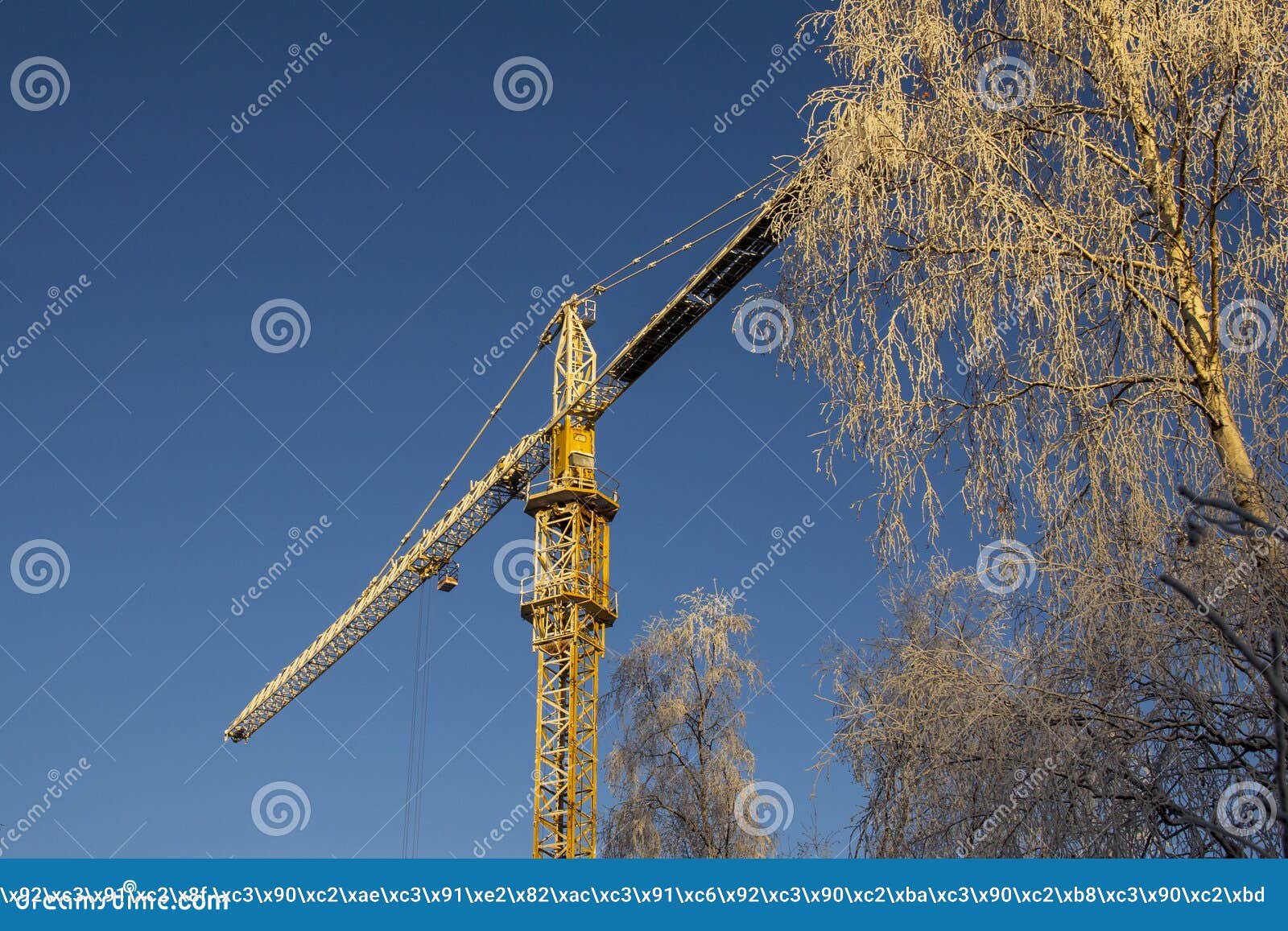 Frozen tower crane stock image. Image of cold, planning - 207429605